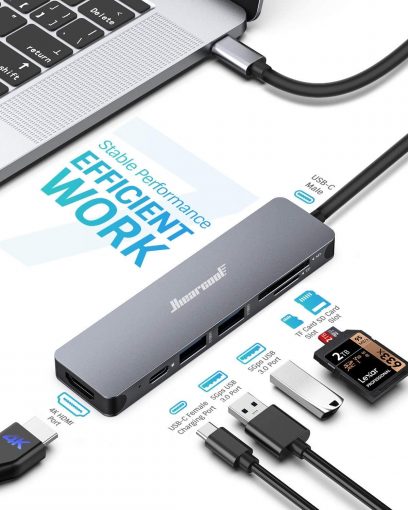 Hiearcool Adaptador 6 en 1 – Hub USB-C , 100W USB-C, USB 3.0, Lector de terjetas SD y TF, HDMI ...
